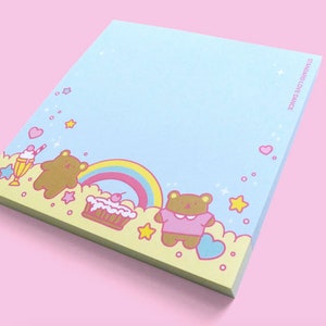 Rainbow & Bear Notepad / Colorful Notepads / Sky-blue Notepad / Memo ...