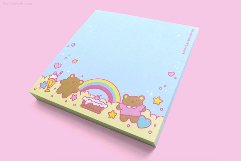 Rainbow & Bear Notepad / Colorful Notepads / Sky-blue Notepad - Etsy