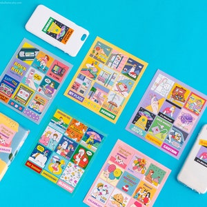 Retro Square Stickers 5types / Vivid Stickers / Decal Stickers ...