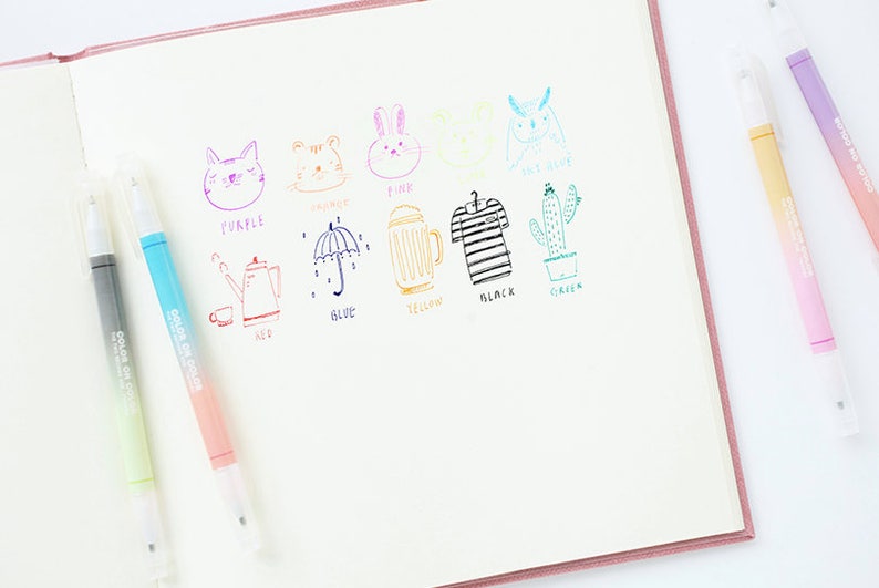 5pcs Twin Deco Pens Set Ver.4 10 Colors / Highlighter / | Etsy