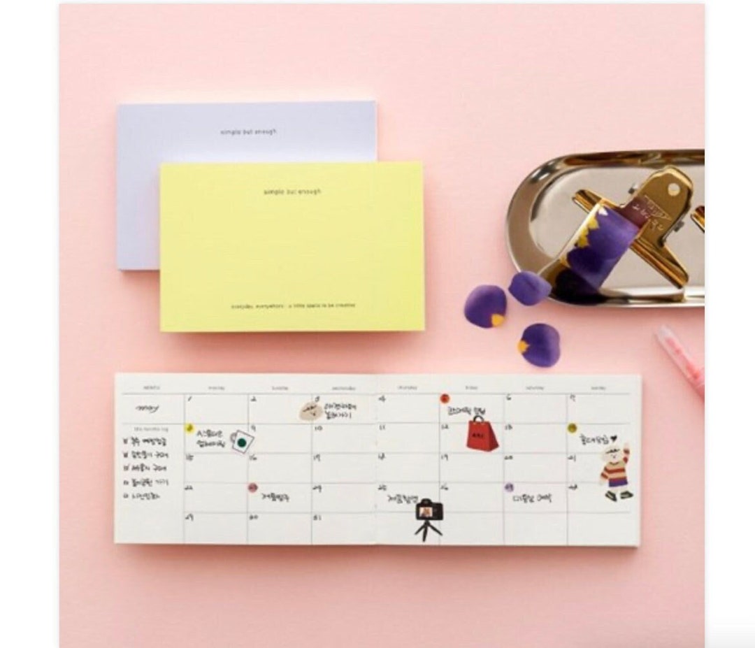 Wide Weekly Planner 2colors / Handy 6 Months Diary / Lined Notebook ...