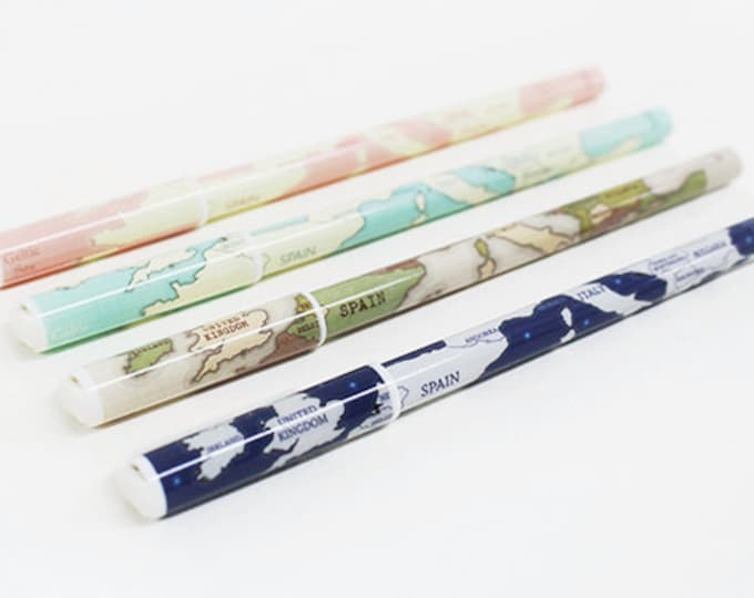 0.5mm Black Ink Pen Ver.world Map / Stationery / Writing Tools ...