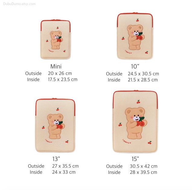 10inch 13inch 15inch iPad Case Laptop Case Beige Cherry | Etsy