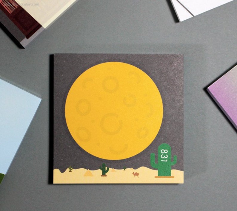 Night Desert Moon Notepads / Cactus Notepad / Writing Paper | Etsy
