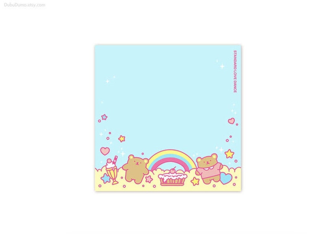 Rainbow & Bear Notepad / Colorful Notepads / Sky-blue Notepad / Memo ...
