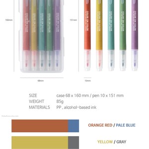 5PCS Twin Deco Pens Set Ver.2 Vintage 10colors / Highlighter / Two Ways ...