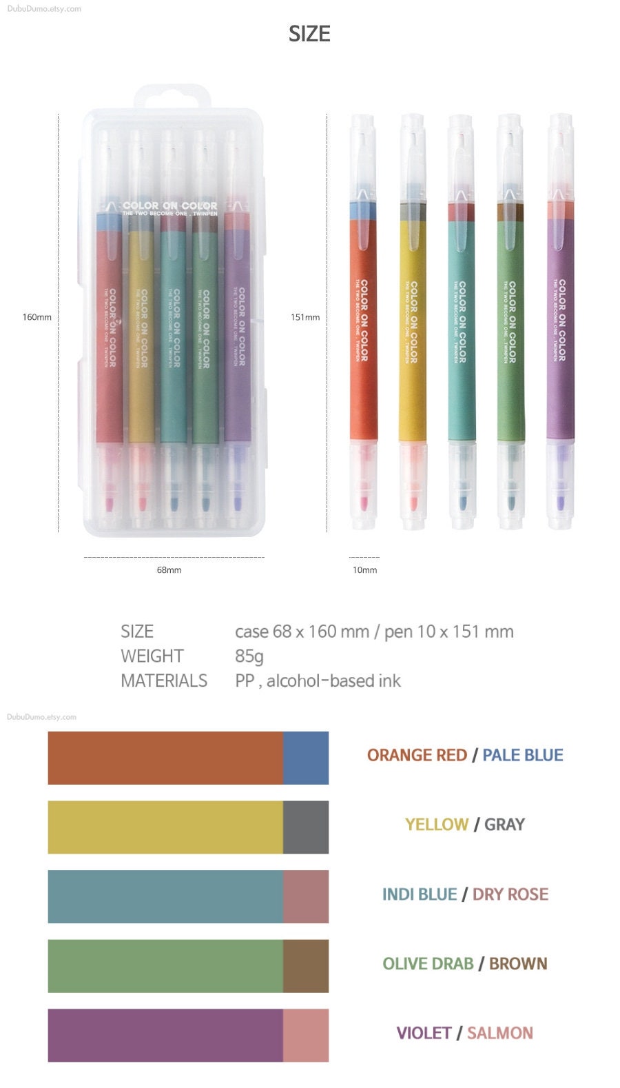 5PCS Twin Deco Pens Set Ver.2 Vintage 10colors / highlighter | Etsy