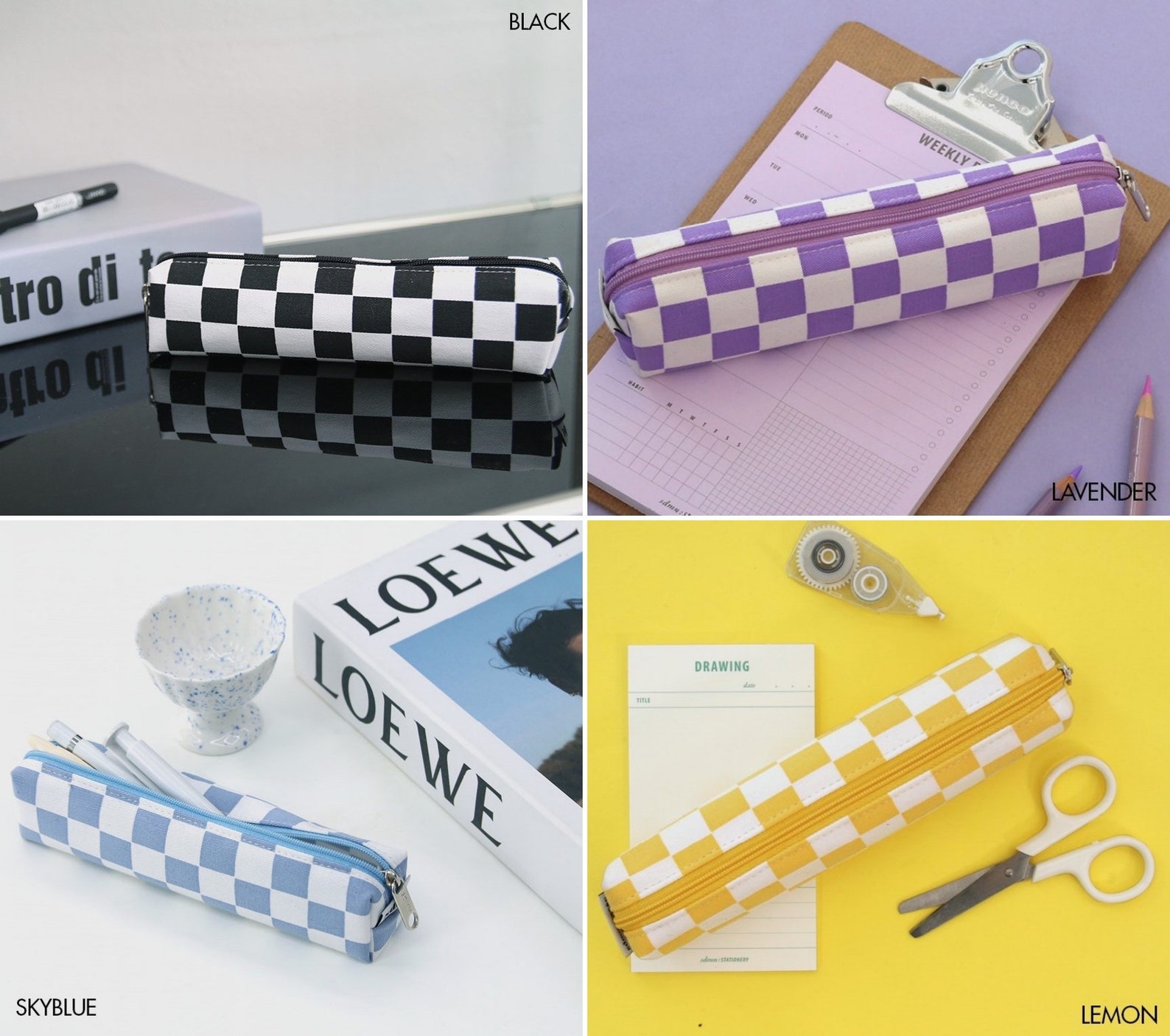 Checkerboard Pencil Case 4colors / Pen Case / Pencil Pouch / - Etsy