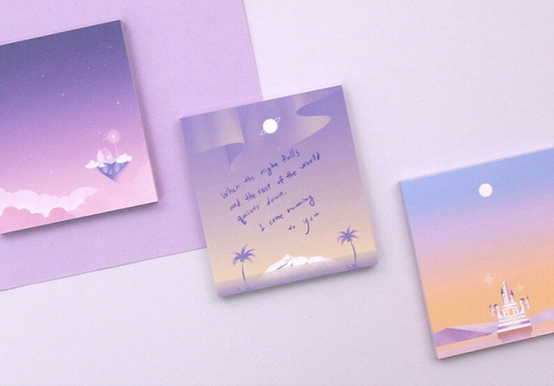 Moonlight Notepad V.2 / Pink Notepads / Writing Paper Memo Pad - Etsy