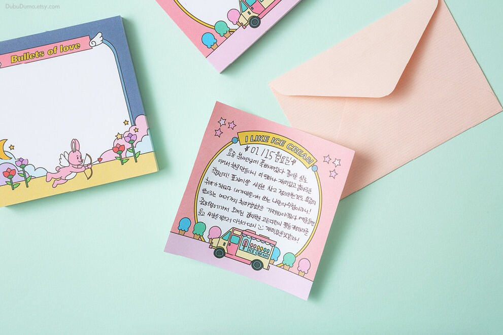 Sweet&Love Notepad 6types / Heart Notepads / Colorful Memo | Etsy