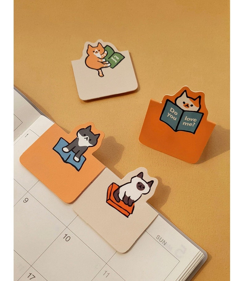 Kitty Magnetic Bookmark_orange / Cat Bookmarks / Planner - Etsy