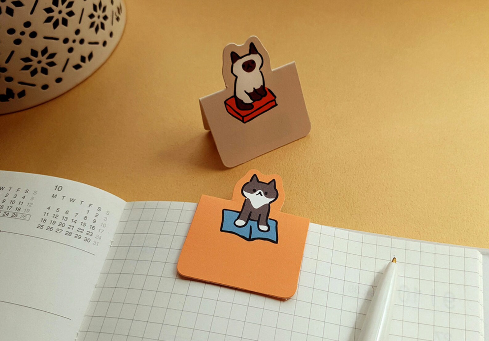 Kitty Magnetic Bookmark_orange / Cat Bookmarks / Planner - Etsy