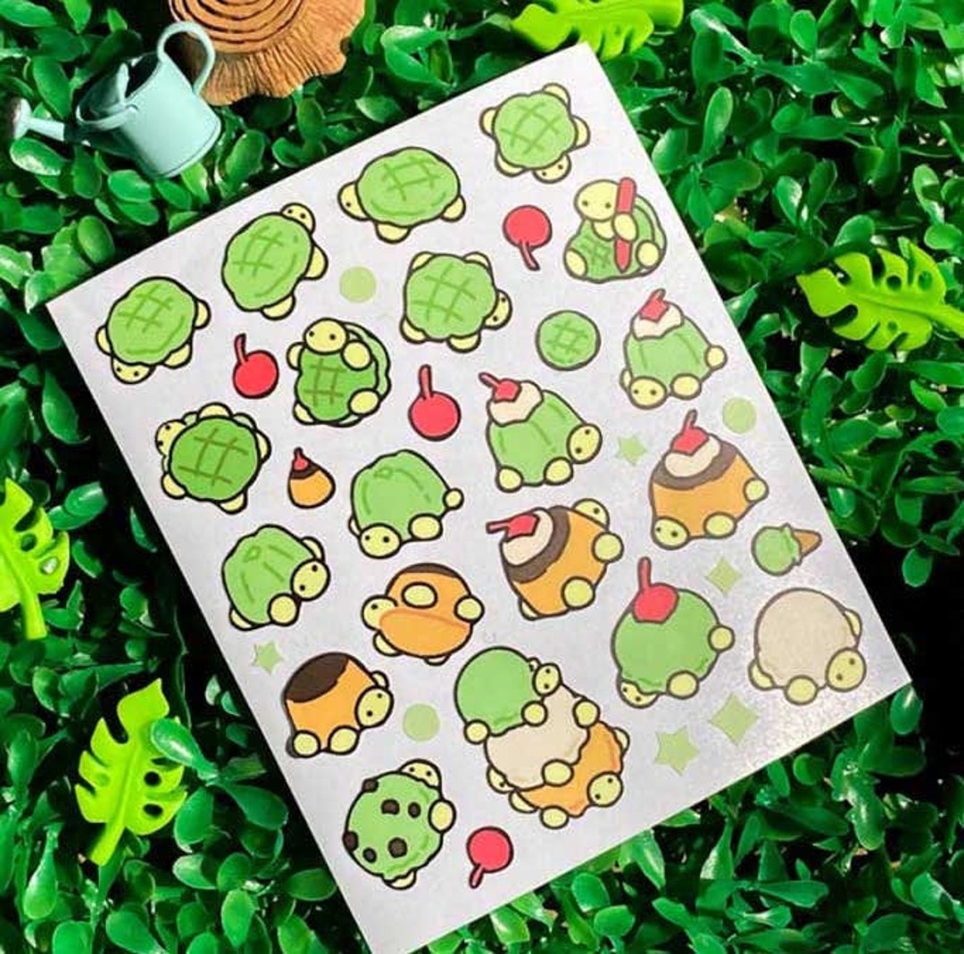 Deco Seal Stickers melon Turtle / Planner Sticker / Diary Stickers ...