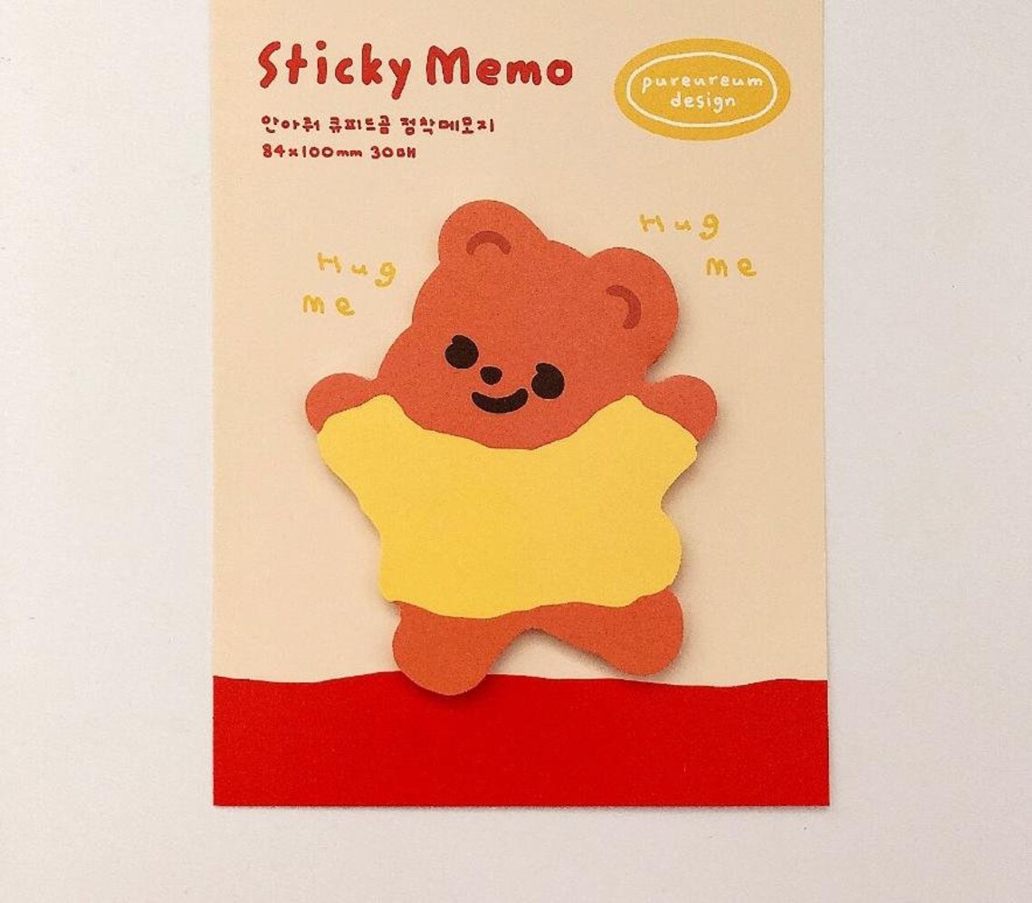 Hug Bear Sticky Notes PINK / Colorful Notepads / Memo Pad / - Etsy