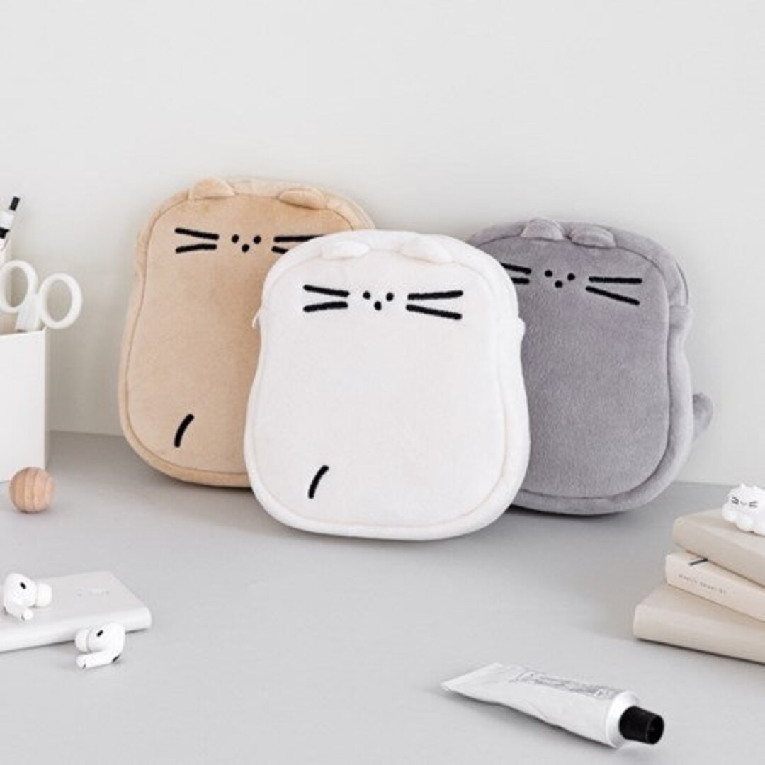 Cat Daily Pouch 3colors / Bread Pouch, Cosmetics Pouch / Cable Pouch ...