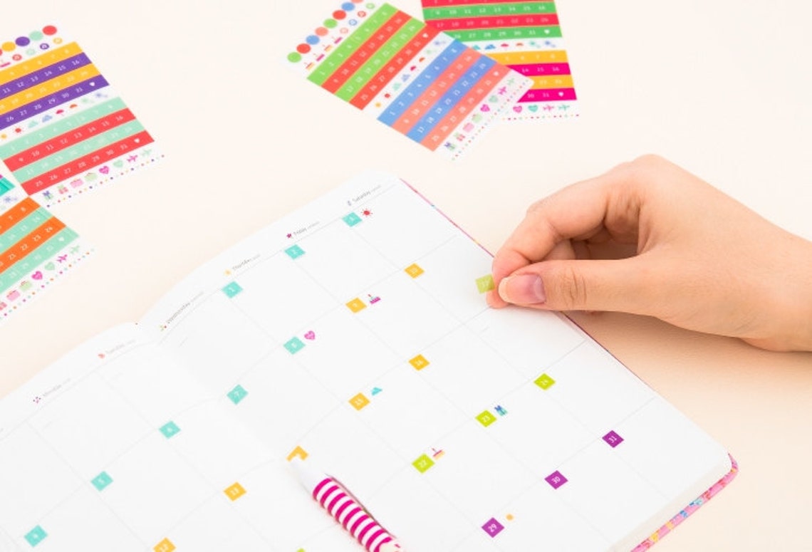 Date Sticker Ver.1 6sheets / Transparent Date Sticker Diary | Etsy