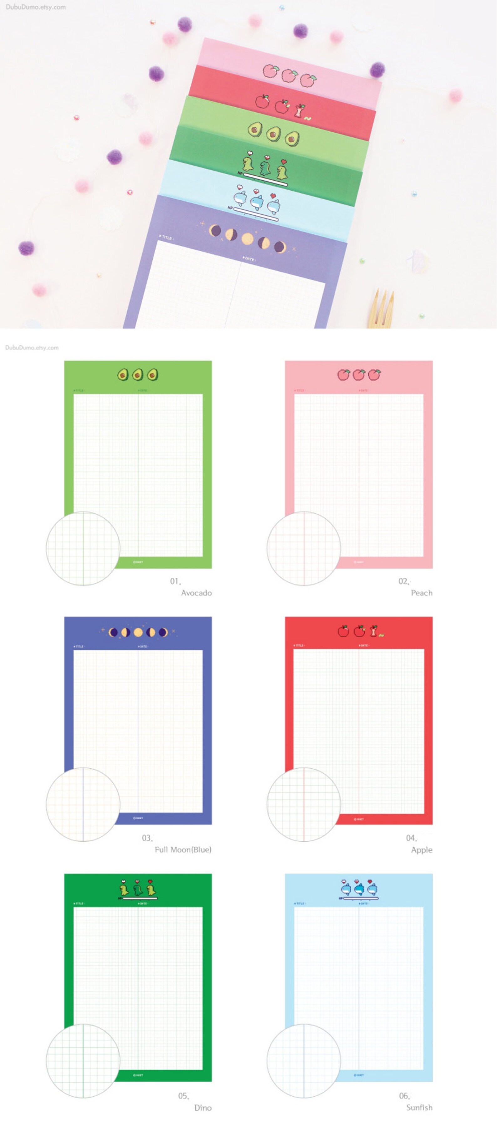 B5 Grid Notepads 6types / Simple Notepad / Big Memo Pad / | Etsy