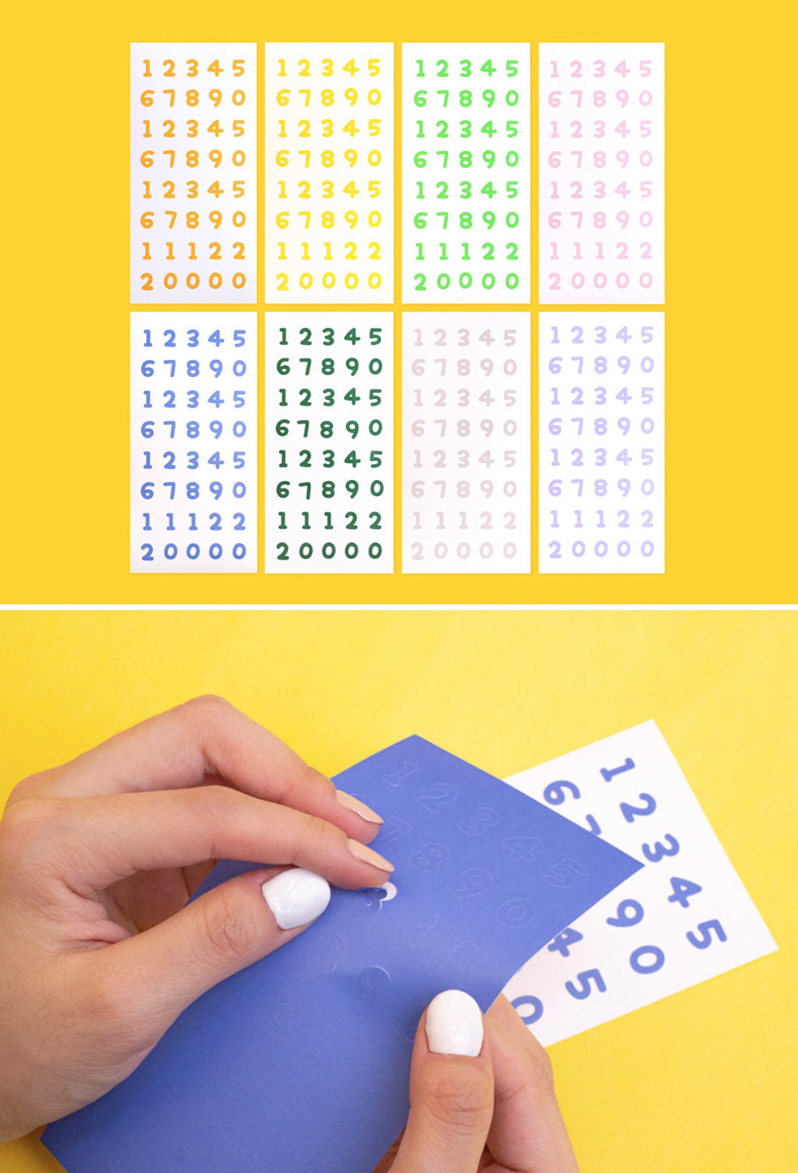 Colorful Number Sticker 8colors / Number Letter Stickers / - Etsy