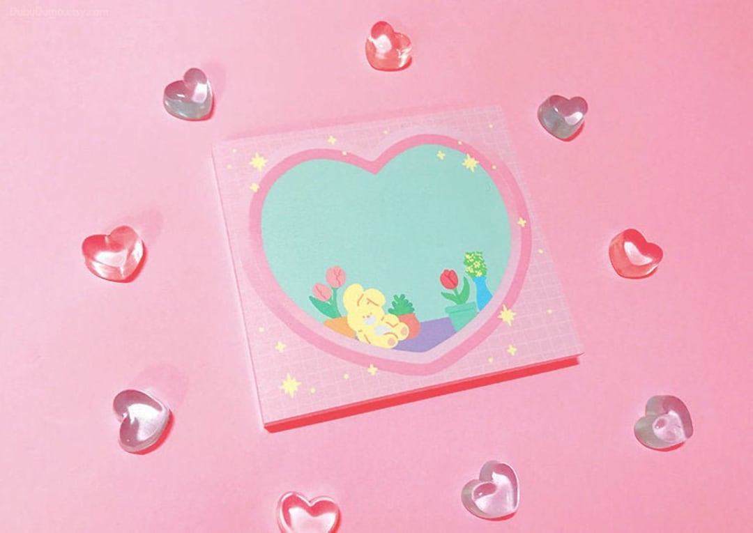 Heart Window Notepad / 100sheets / Colorful Notepads / Pink - Etsy