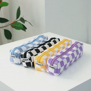 Checkerboard Pencil Case 4colors / Pen Case / Pencil Pouch / - Etsy