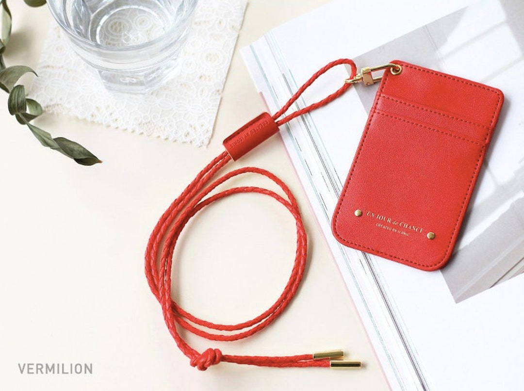 ID Badge Holder vermilion / Red Transportation Card / Leather Card ...