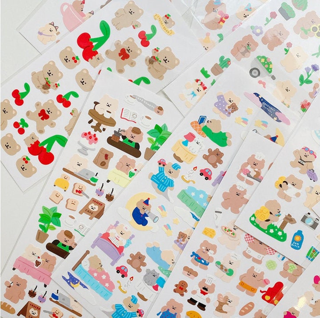 BEAR Deco Stickers Pack_10sheets / Removable Stickers / Diary Deco ...