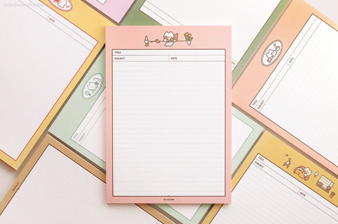 B5 Grid & Lined Notepads Cat8types / Kitty Notepad / Big Memo Pad ...