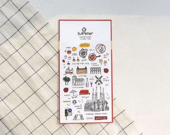 Spain Travel Sticker Sheet Travel Journalling Stickers Craft Supplies ...
