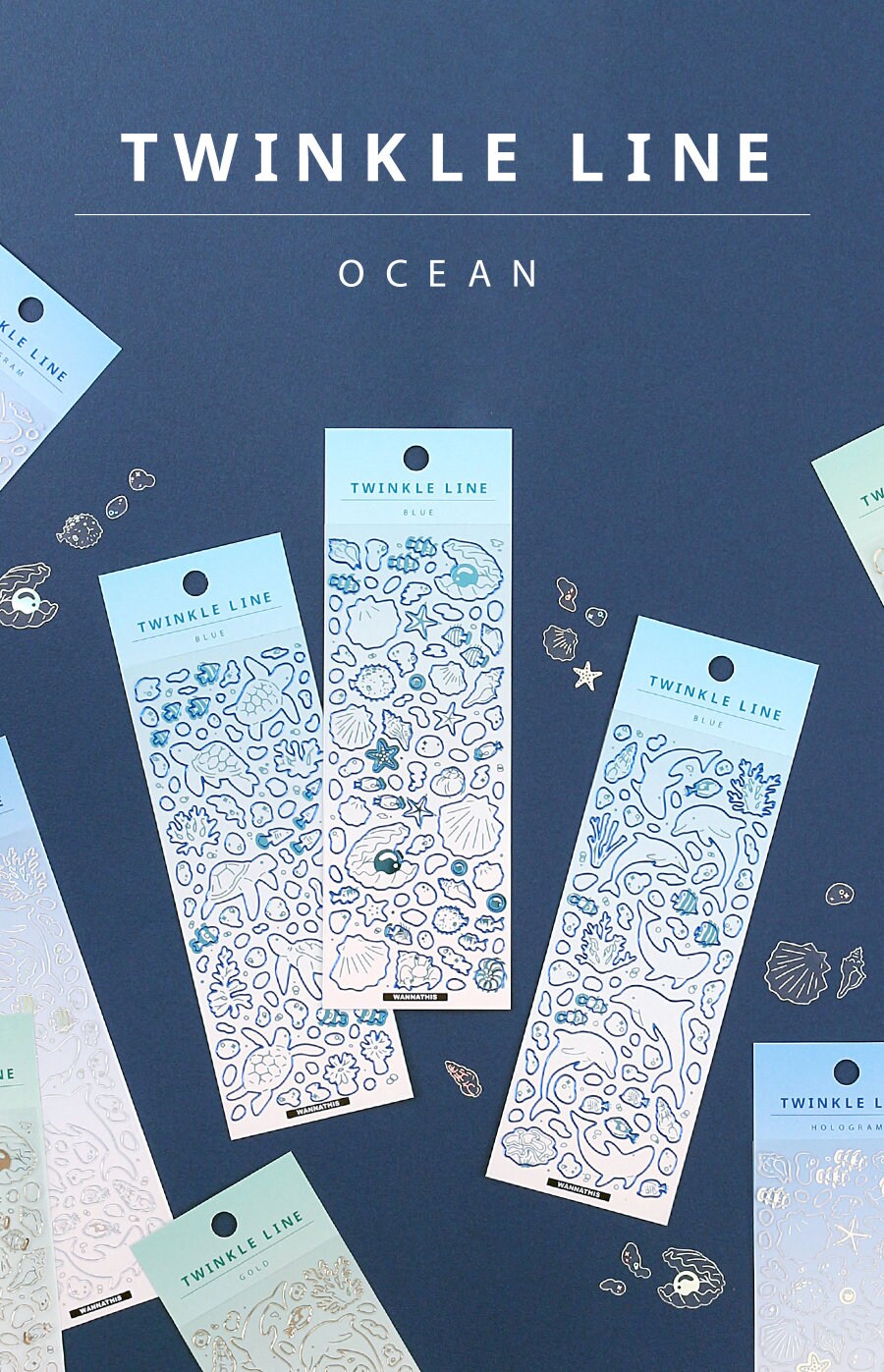 TWINKLE OCEAN LINE Sticker 9types / Journal Stickers / | Etsy
