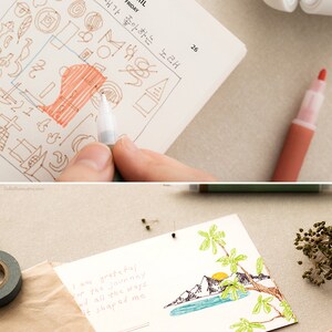 5PCS Twin Deco Pens Set Ver.2 Vintage 10colors / Highlighter / Two Ways ...