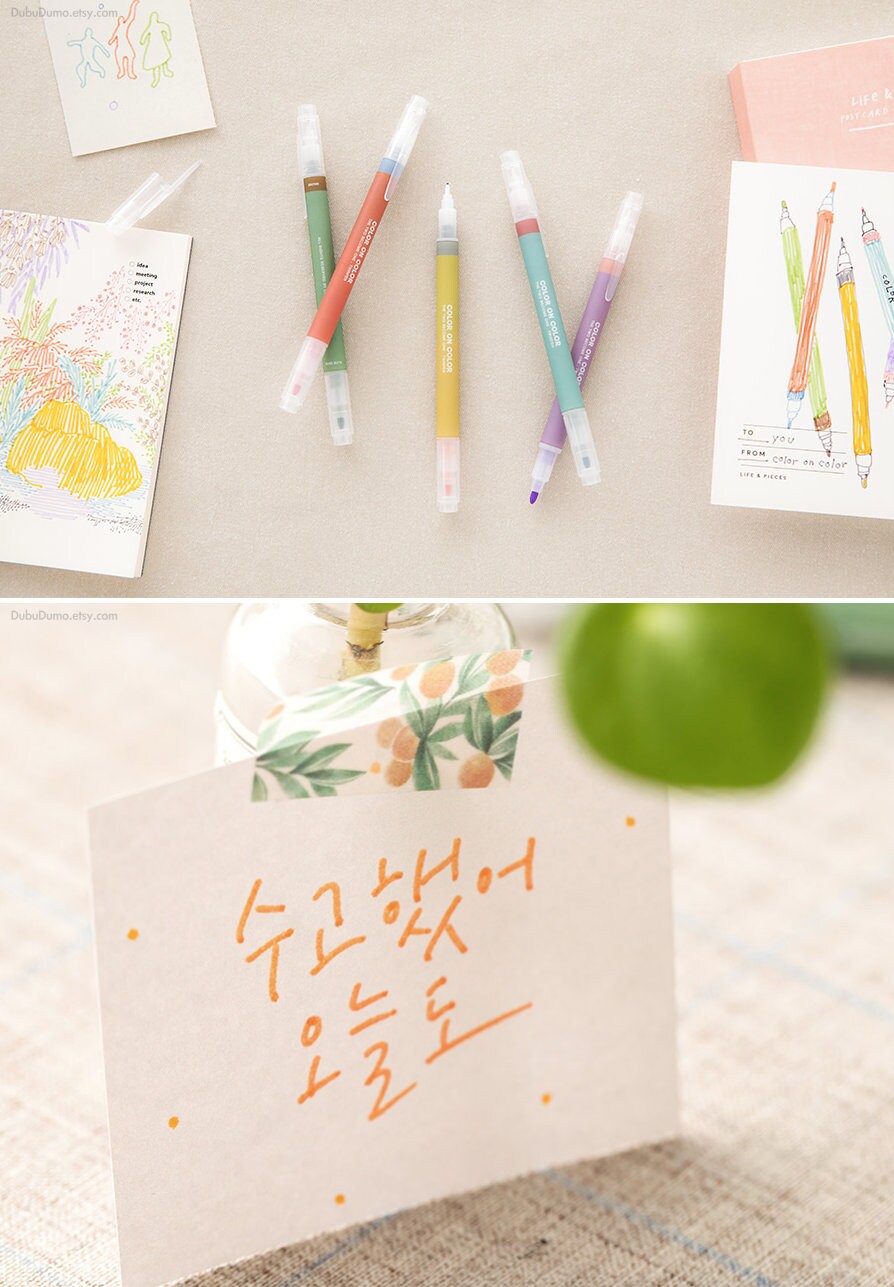 5PCS Twin Deco Pens Set Ver.2 Vintage 10colors / highlighter | Etsy