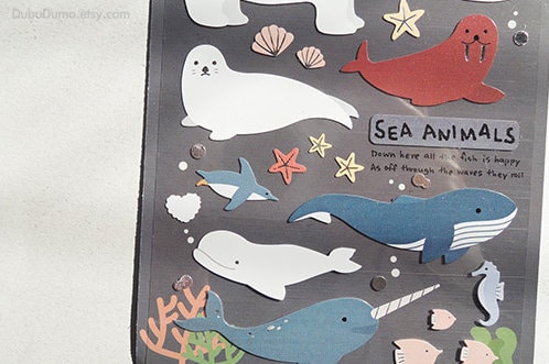 Planner Stickers Sea Animals / Cute Journal Stickers / | Etsy