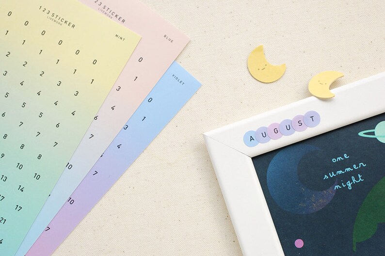 Pastel Number Stickers / Number Sticker / Letters Stickers / | Etsy