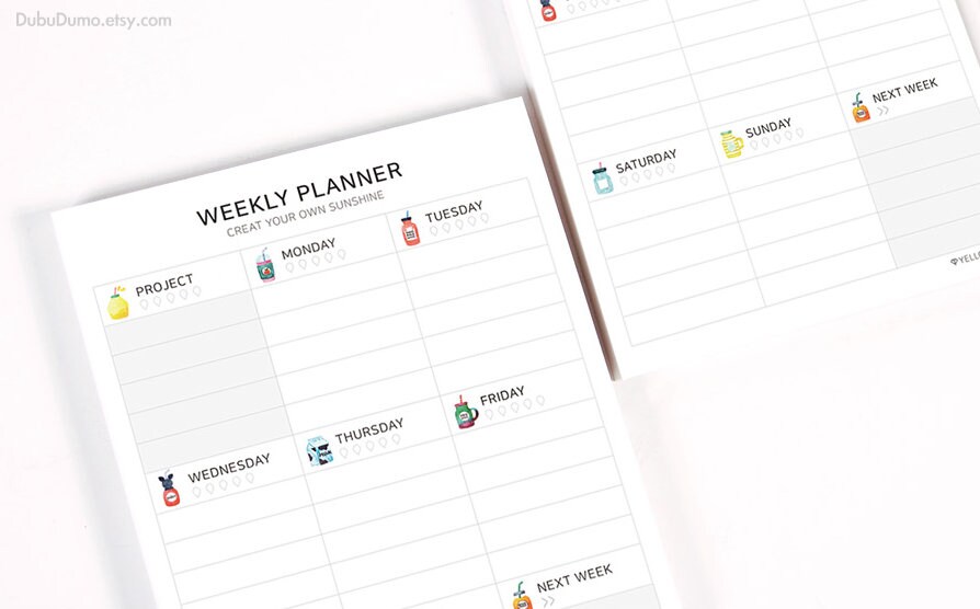 Weekly Planner Notepad / Weekly Plan Memo Pad / Notepads / | Etsy