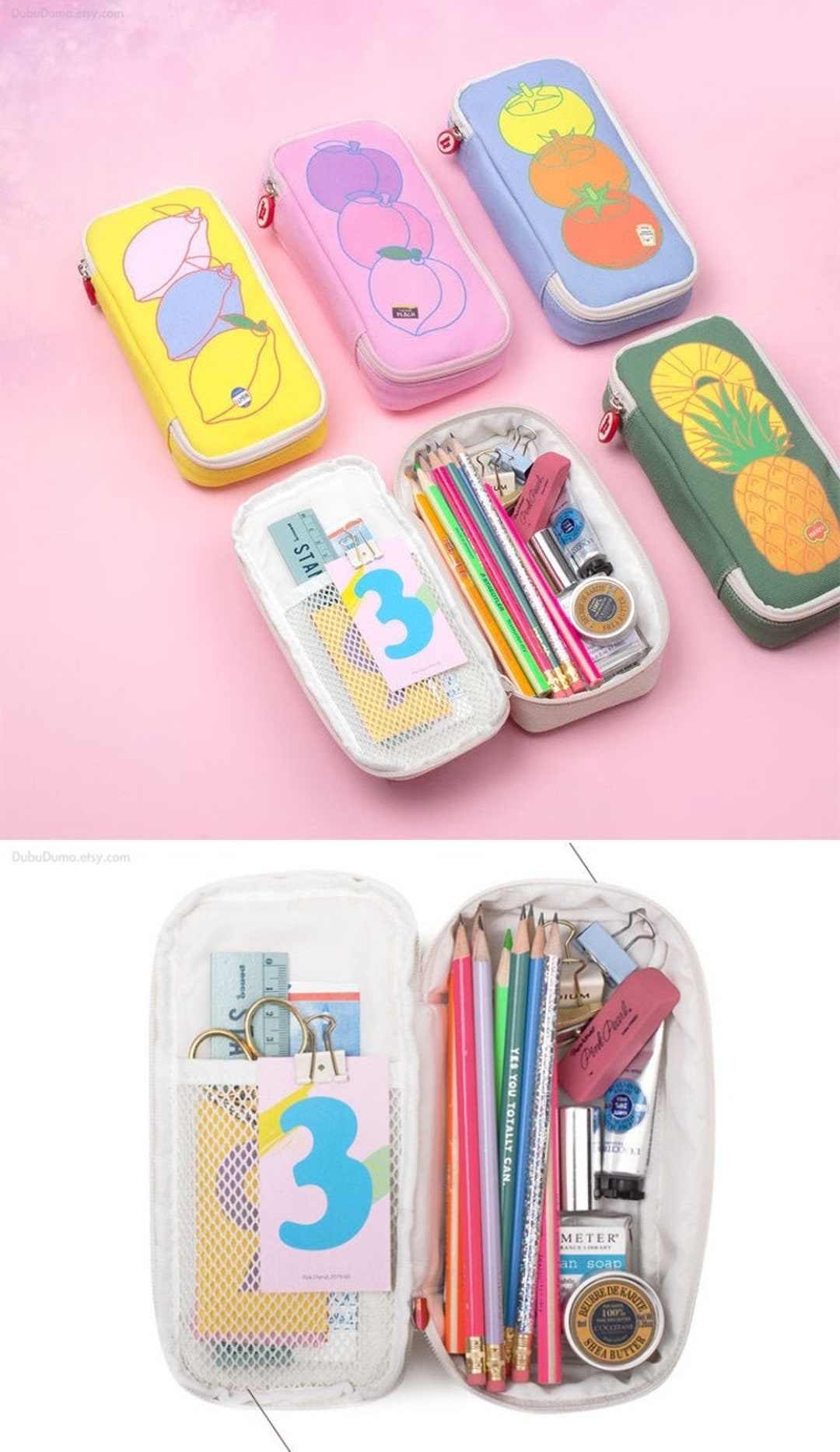 Fruits Cotton Pencil Case L 5types/ Pen Case / Pencil Pouch - Etsy