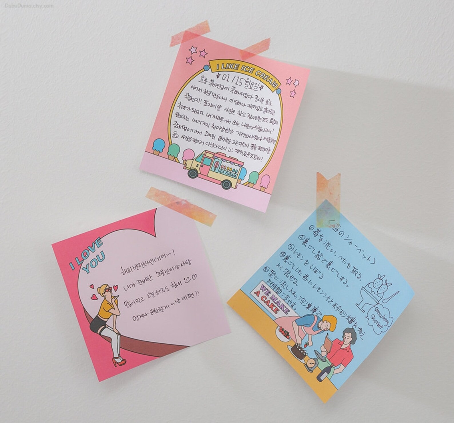 Sweet&love Notepad 6types / Heart Notepads / Colorful Memo - Etsy