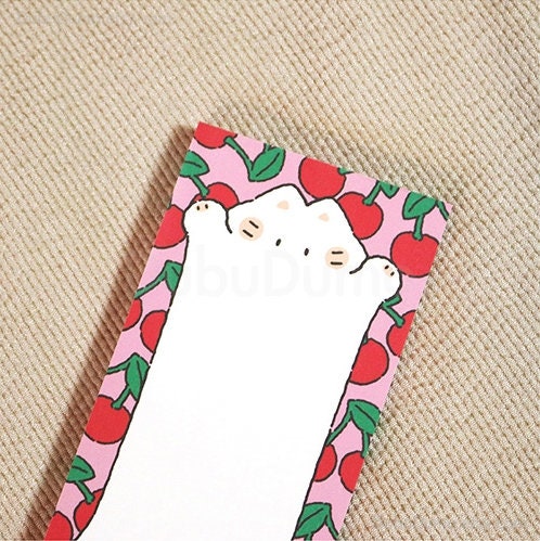 Cat Notepads cherry / Kitty Writing Paper Memo Pad / Korean | Etsy