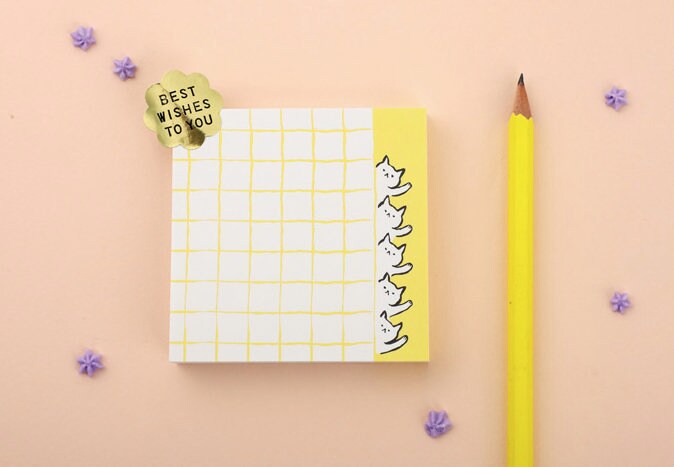 CAT Notepads / Kitty Notepad / Yellow Memo Pad / Scrapbooking | Etsy