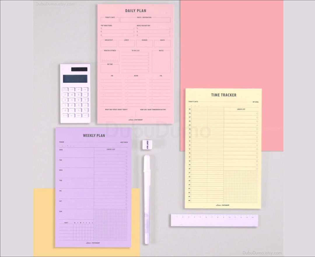 A5 Planner Memo Pad 3types / Monthly Plan, Weekly Plan, Daily Plan Memo Pad / Notepads / Sticky ...
