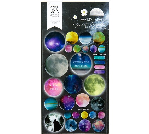 Moon Stickers Planning Universe Planetary Stickers Galaxy STICKERSET ...