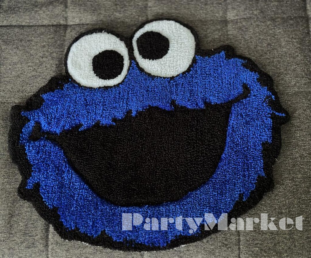 Handmade Cookie Monster Tufted Rug Logo Sesame Street Housewarming ...
