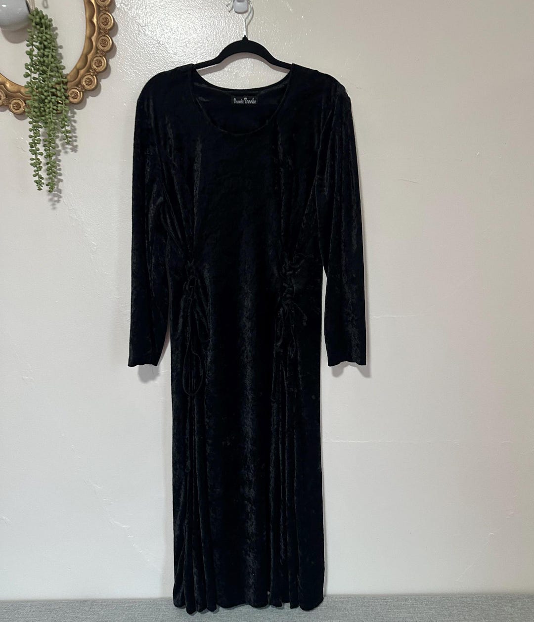 Vintage Jamie Brooke Crushed Velvet Midi Dress: Corset Tie Goth Ren ...