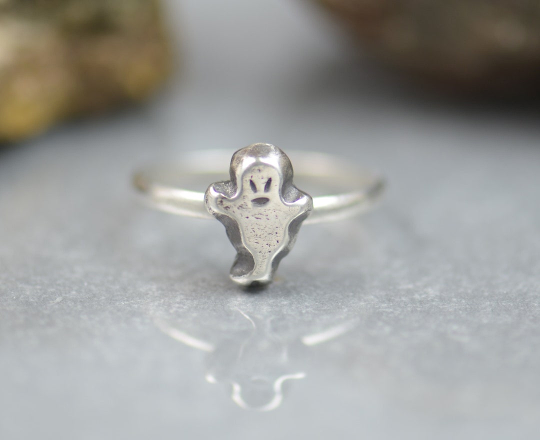 Sterling Silver Ghost Ring.halloween Ring. Pumpkin Ring Mystery Magic ...