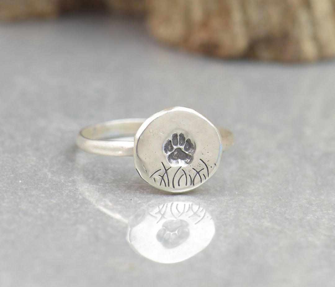 Sterling Silver Paw Print Ring.artisan Handmade.cat Paw Print, Dog Paw ...