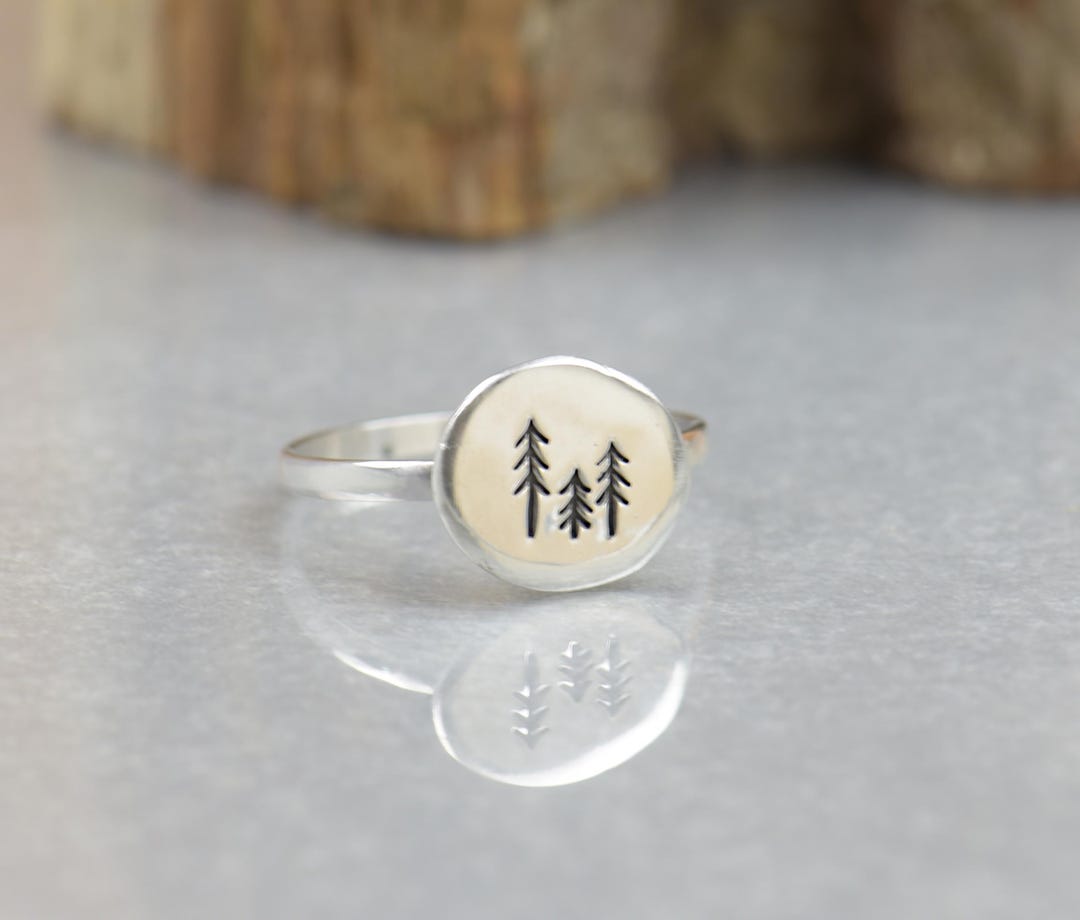Sterling Silver Tiny Pine Trees Ring.artisan Handmade.rings for Men or ...