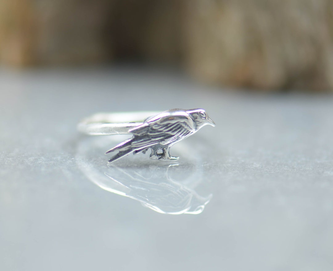 Raven Ring.artisan Sterling Silver Stars,skull Ring,exclusive Nature ...