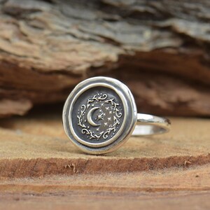 Sterling Silver Universe Moon Flowers Starry Night Ring Moon Phases ...
