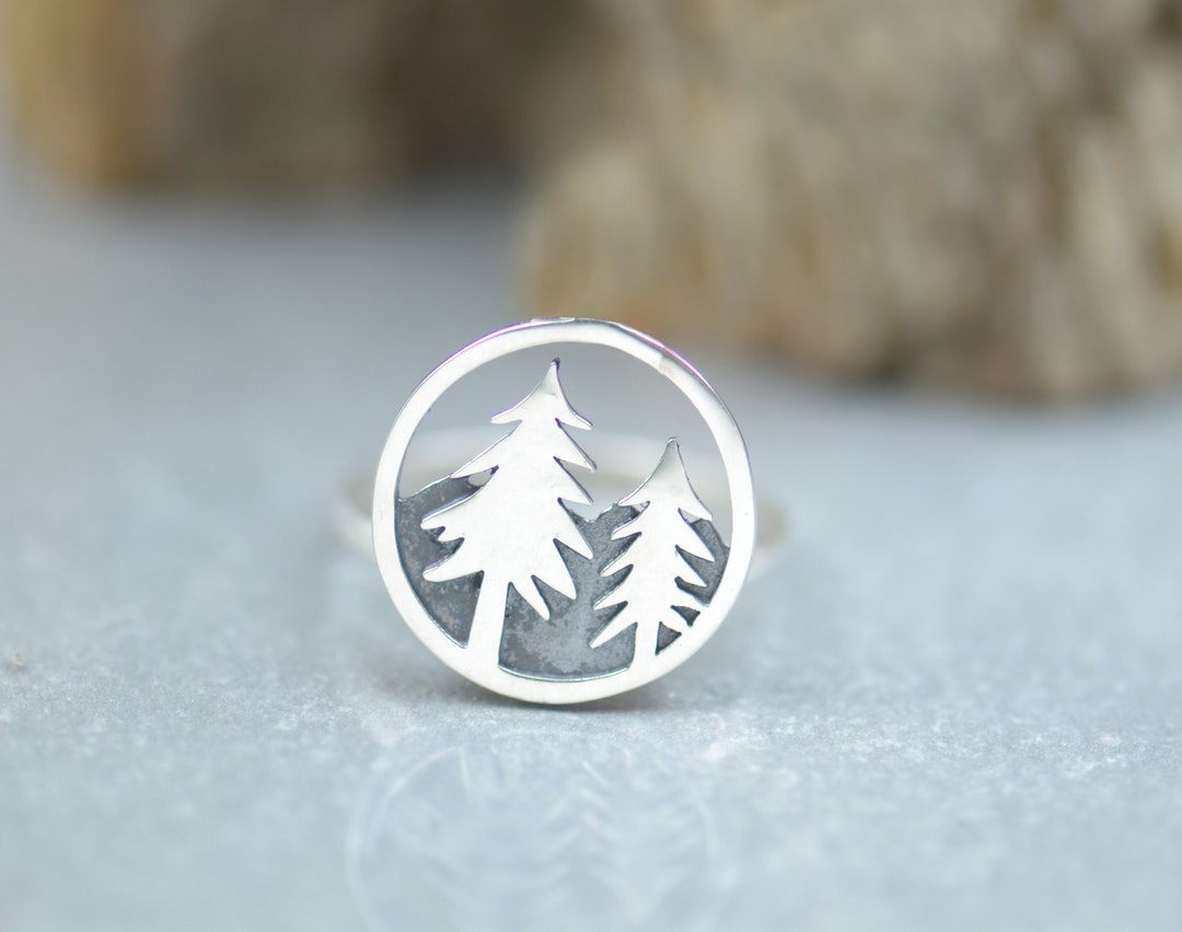 Sterling Silver Tiny Pine Trees Ring.artisan Handmade.rings for Men or ...