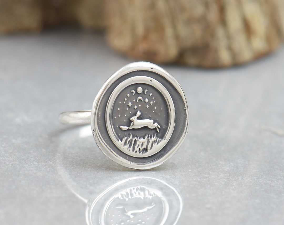 Sterling Silver Rabbit Ring.handmade Piece.year of the Rabbit.starry ...