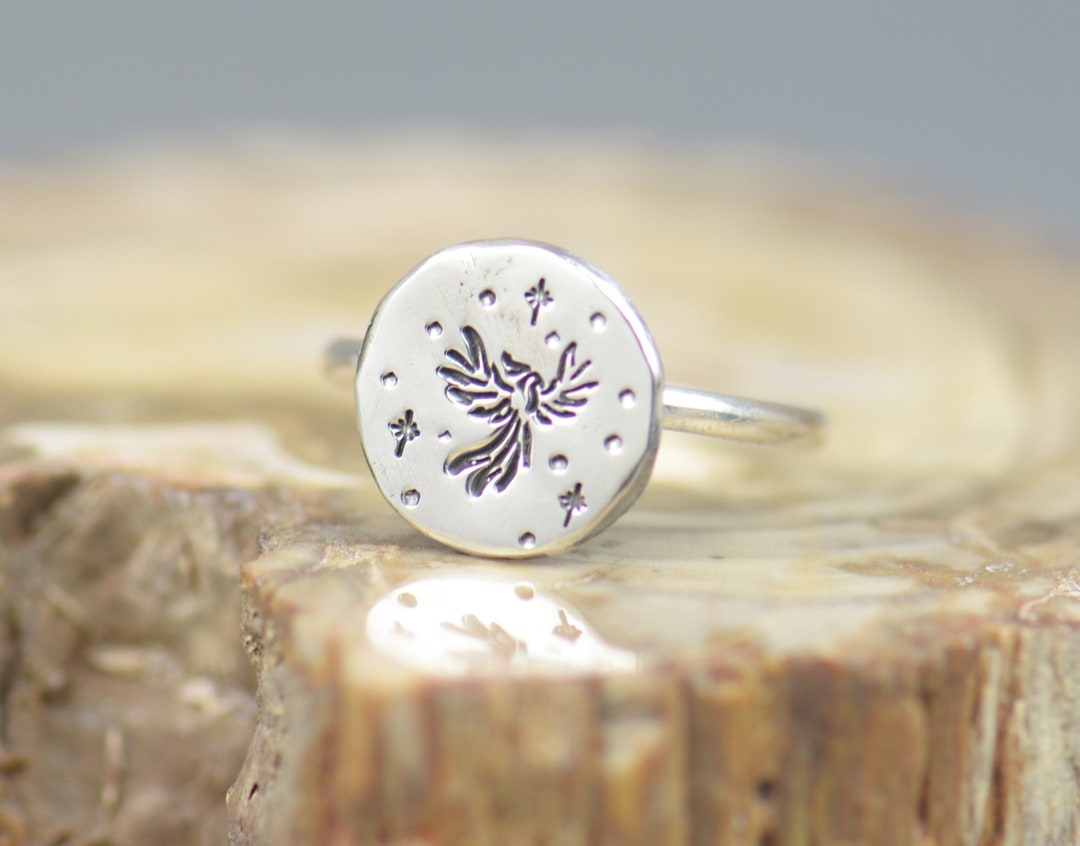 Sterling Silver Tiny Phoenix Bird Ring.phoenix Ring.moon Ring. Mystery ...